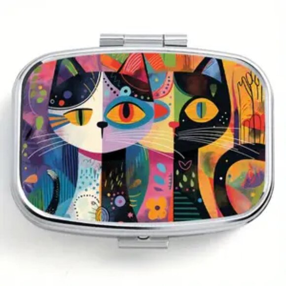 Accessories | 1pc Abstract Cat Pill Box | Poshmark